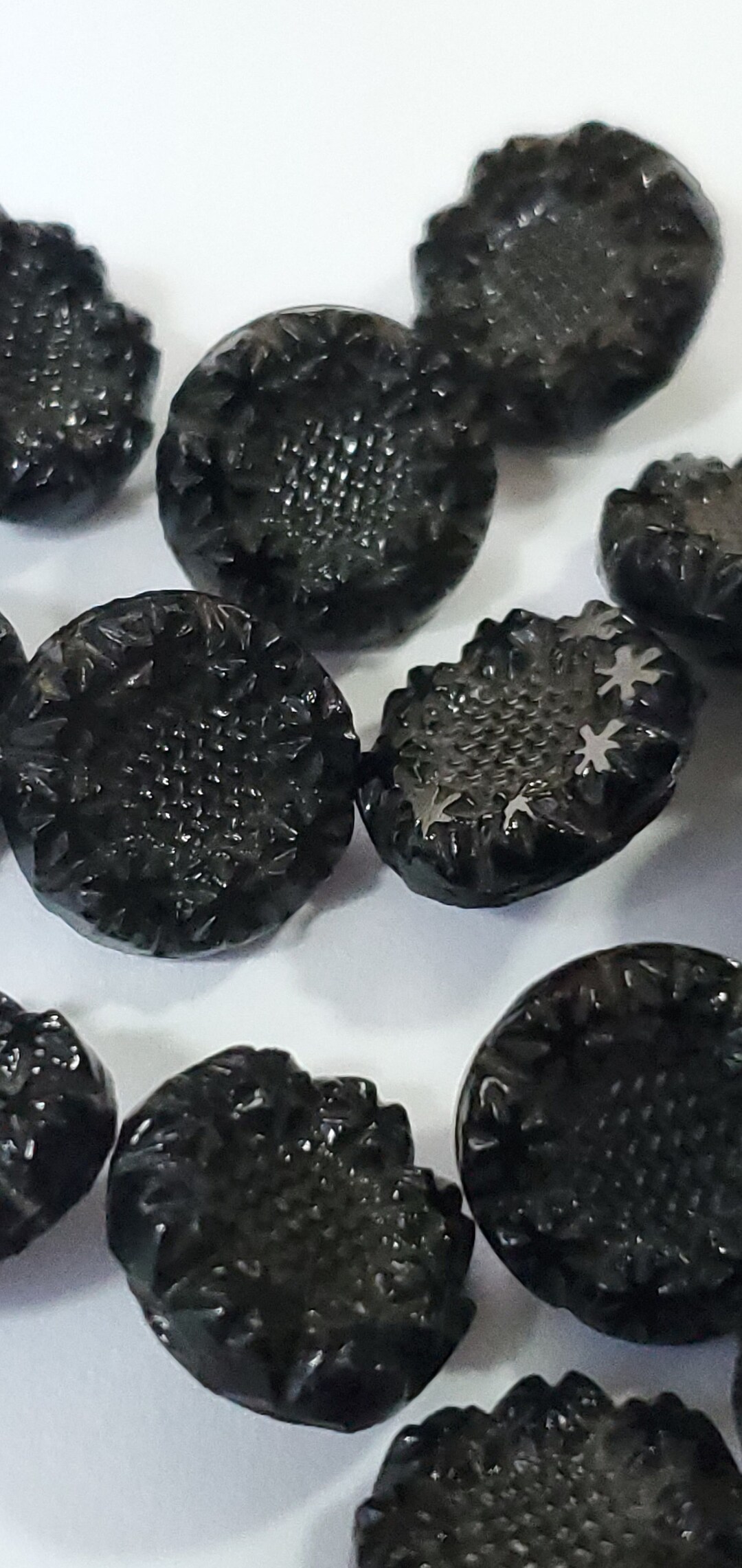 Antique Victorian Mourning Button Lot French Poured Jet Glass Downton ...