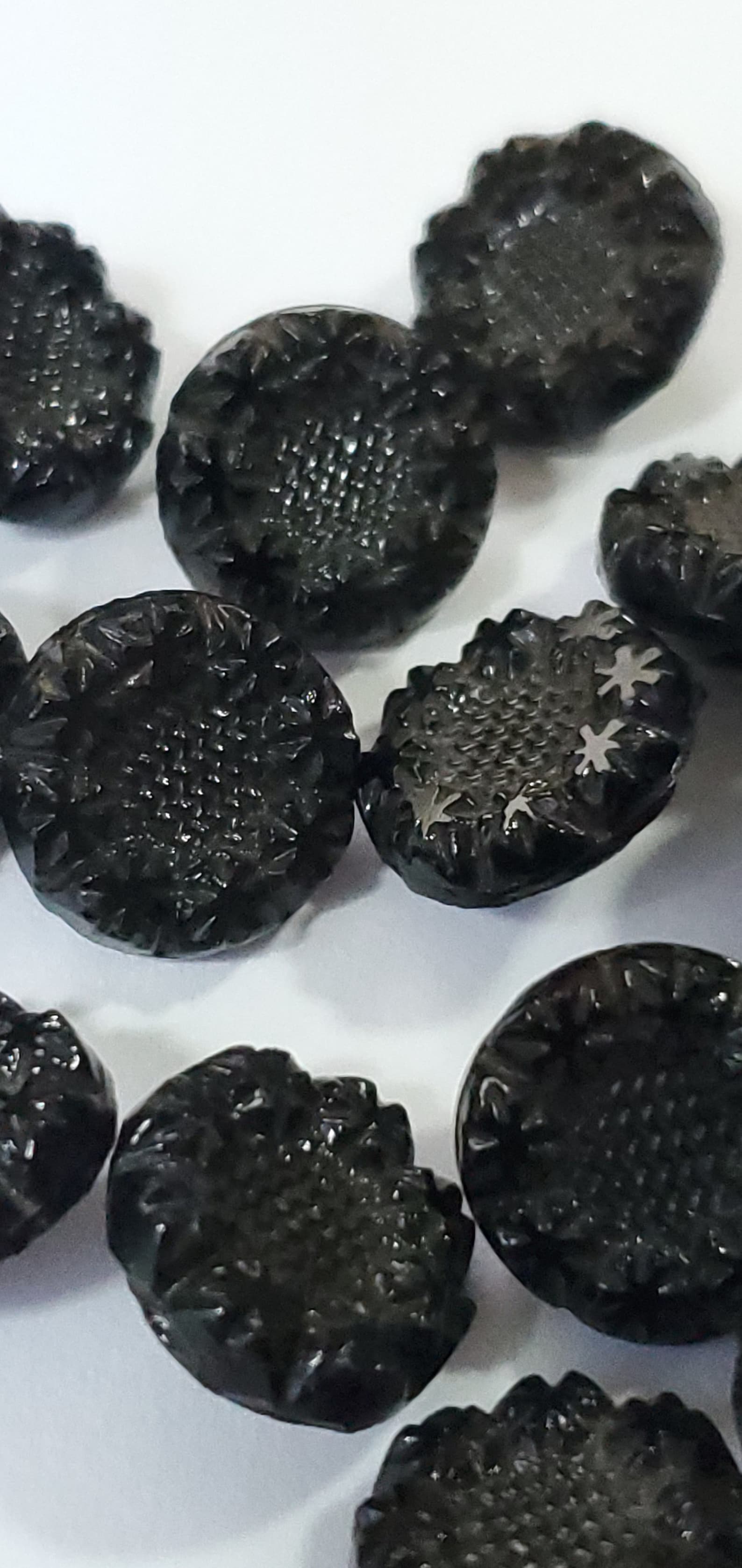 Antique Victorian Mourning Button Lot French Poured Jet Glass Downton ...