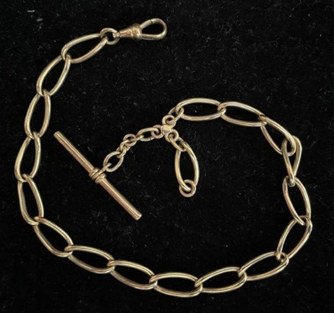 Antique Victorian Pocket Watch Chain Fob Wide Link Downton Abbey Gilded ...