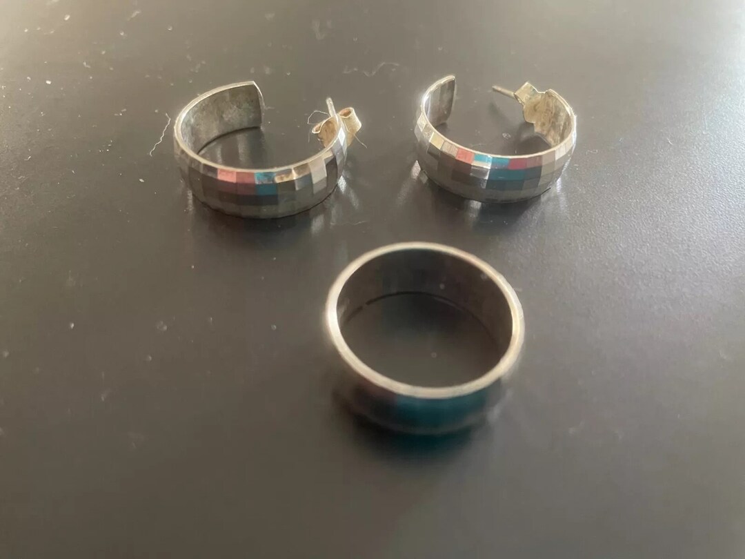 Vintage QVC Sterling Silver .925 Disco Ball Earrings and Ring Set ...