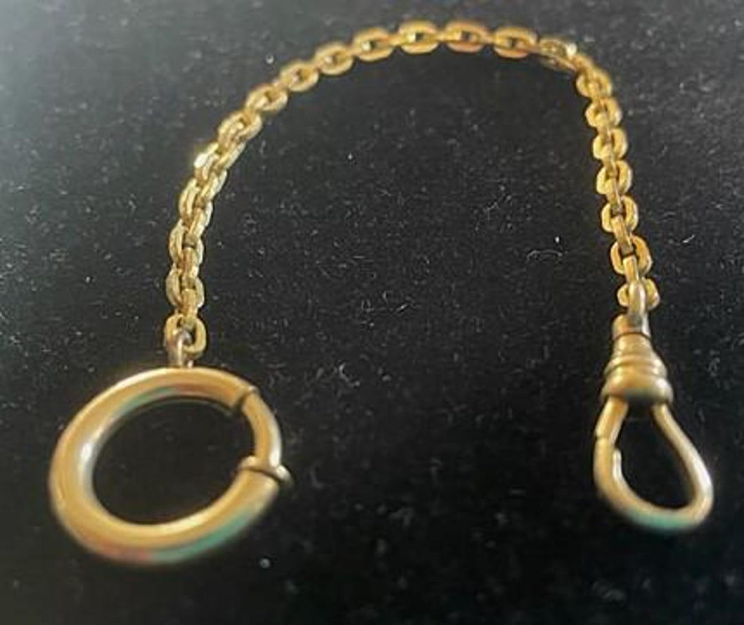 Antique Art Deco Pocket Watch Chain Fob 6 Inches Large Clip Downton ...