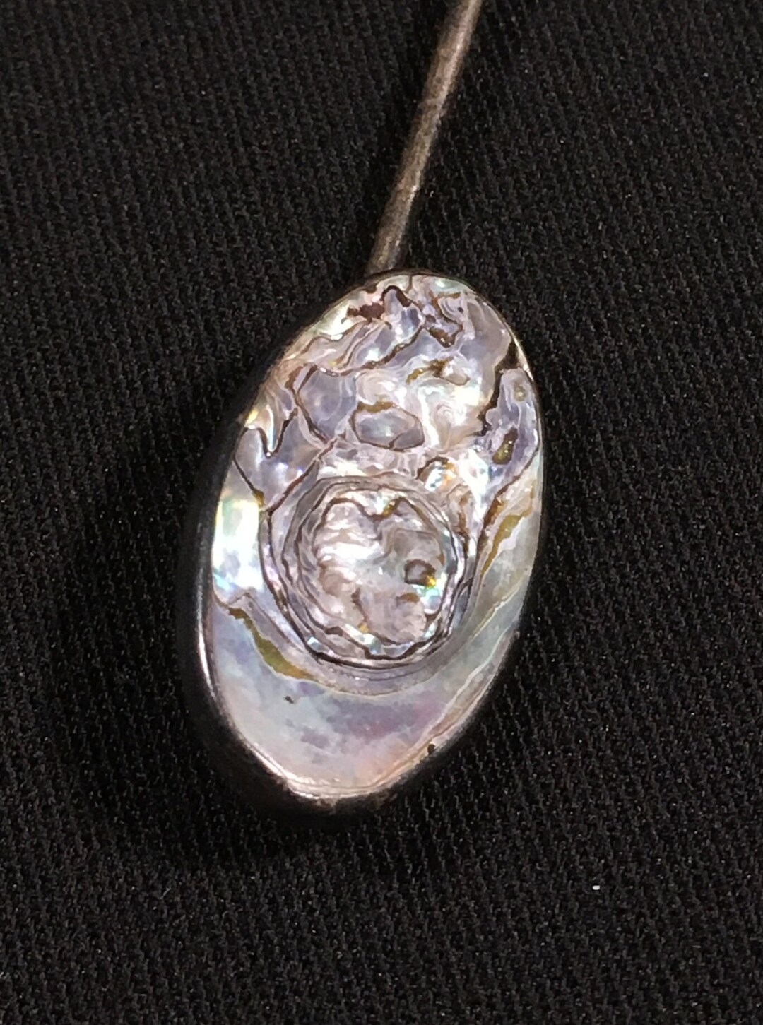Antique Victorian Abalone Shell Set in Sterling Silver Hat Collar Stick ...