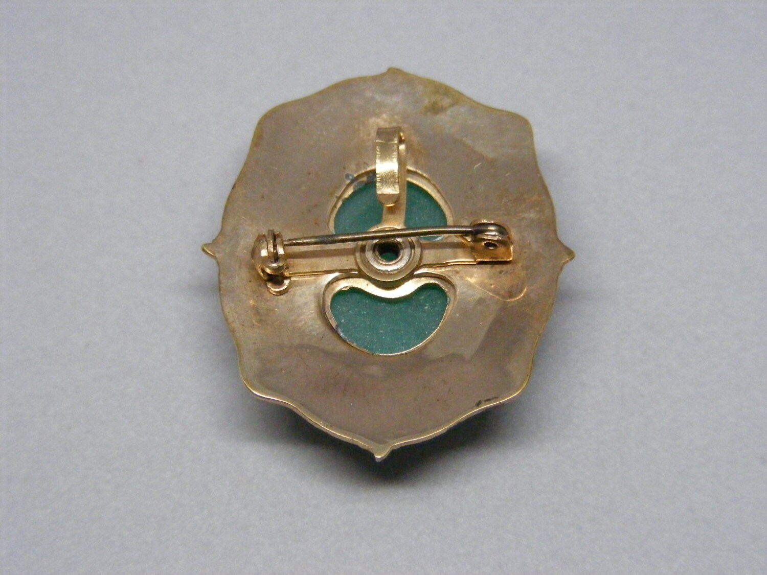 Antique Art Deco Pocket Watch Pin Brooch Glass Jade Stone - Etsy