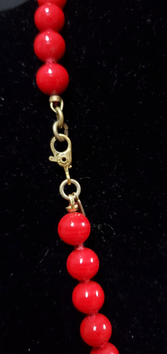 Antique Vintage Red Glass Beaded 20 Inch Necklace cir… - Gem