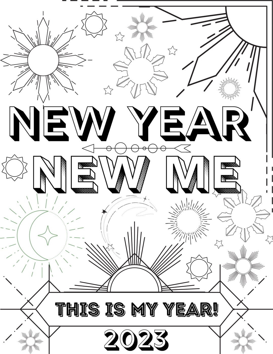 New Year, New Me 2023 Adult Coloring Page This is My Year Printable ...