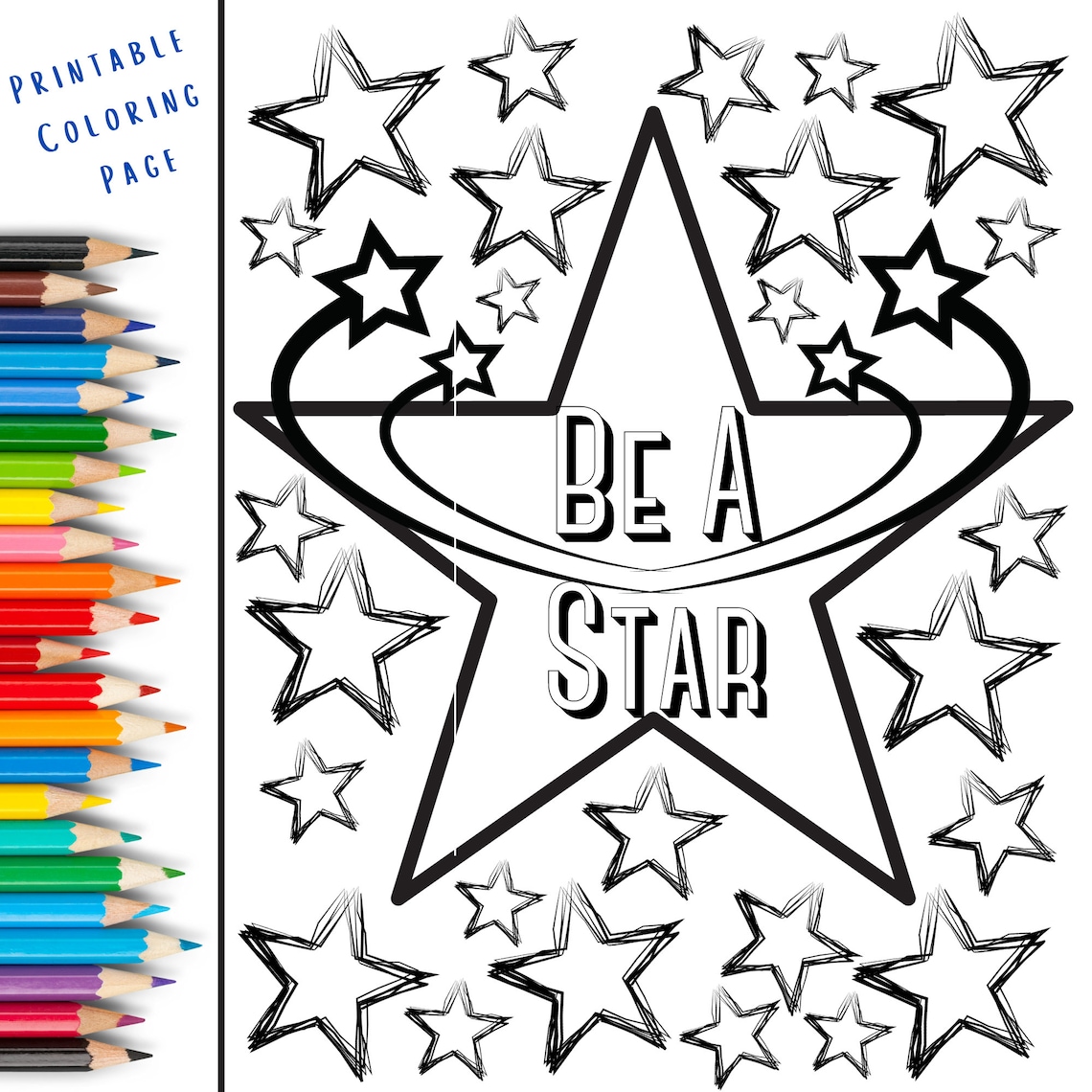 Be A Star Printable Coloring Page Digital Download - Etsy