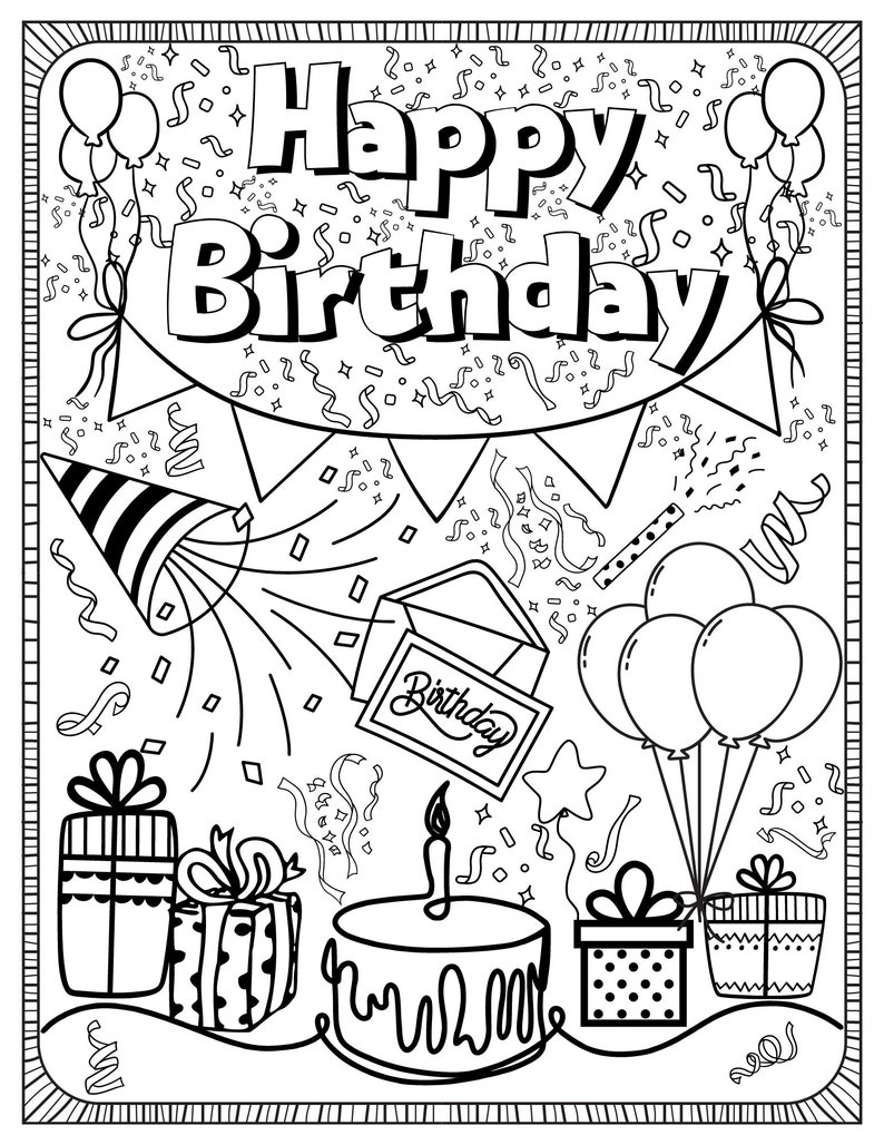 Happy Birthday Coloring Page Printable Personable Gift Someone Special ...