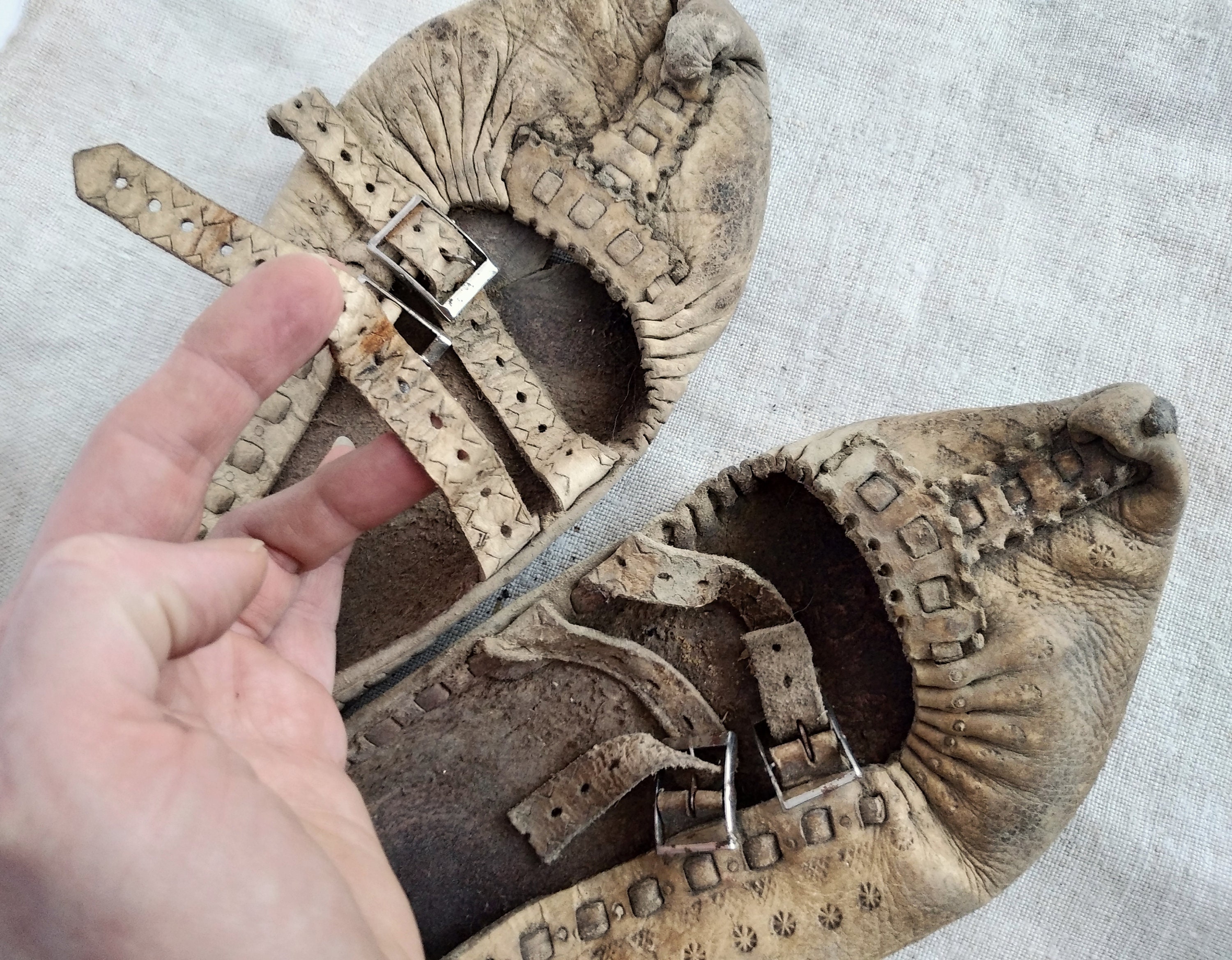 Antique Wall Decor Primitive Leather Shoes Wall Hanging Opanci Peasant ...