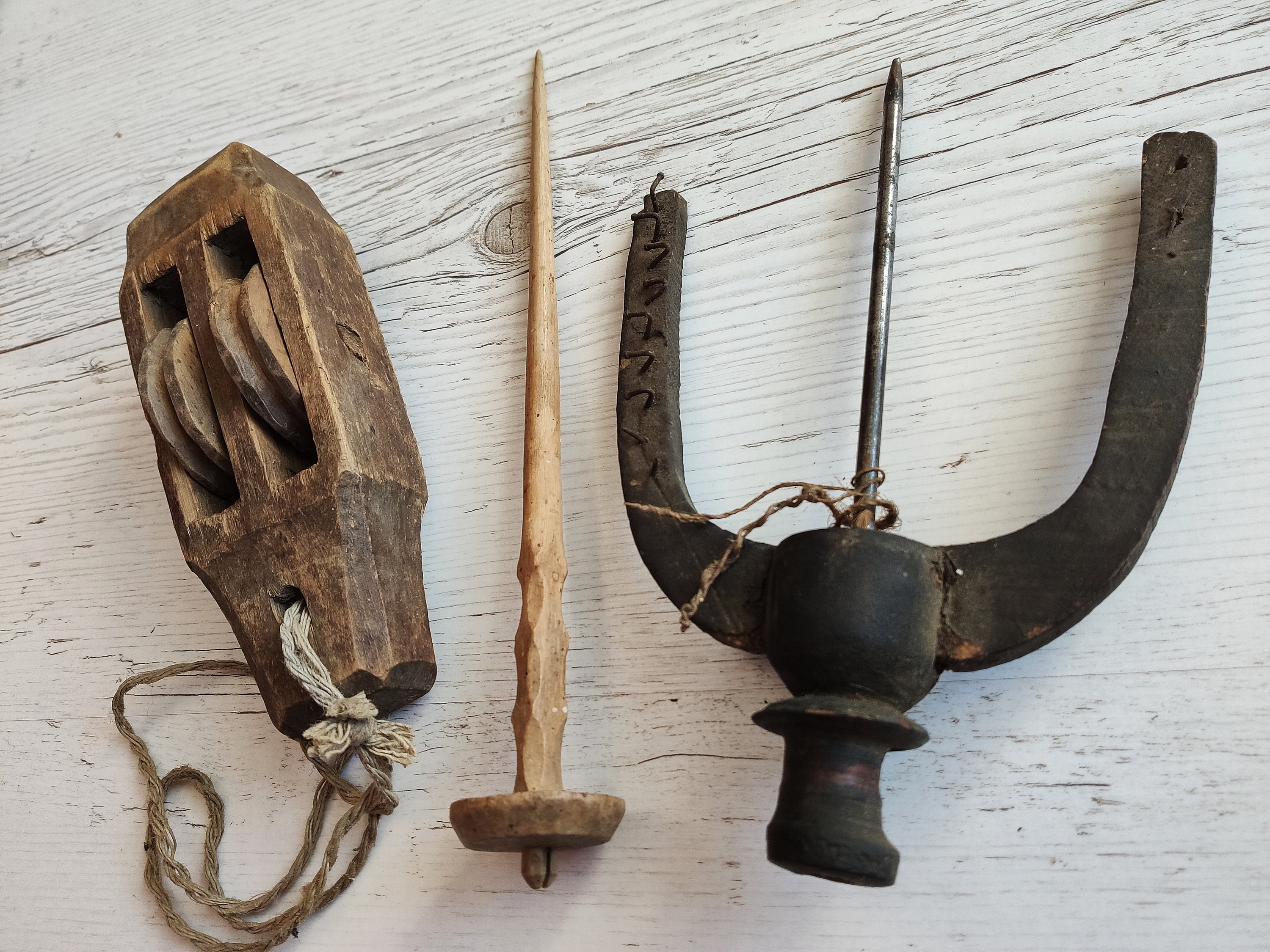 Antique Hand Carved Wood Weaving Tools Primitive Antiques Fibre Arts ...