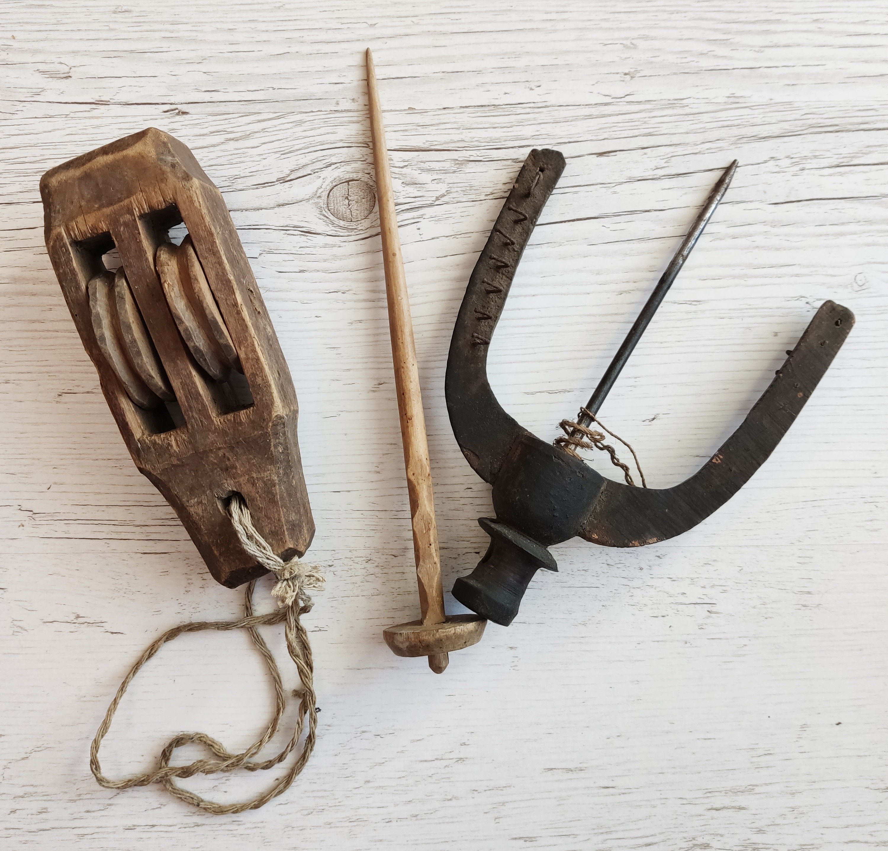 Antique Hand Carved Wood Weaving Tools Primitive Antiques Fibre Arts ...