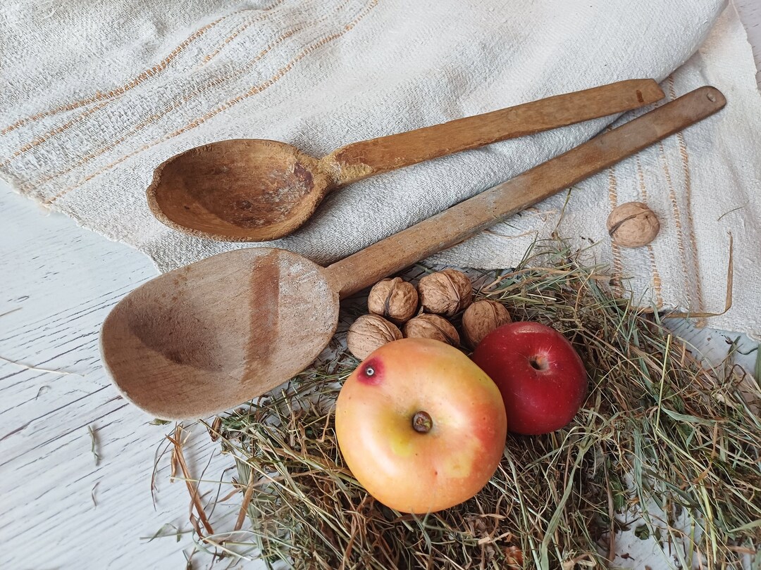 Large Wooden Spoons Shipherd's Spoon Set Hand Carved Wood Rustic ...