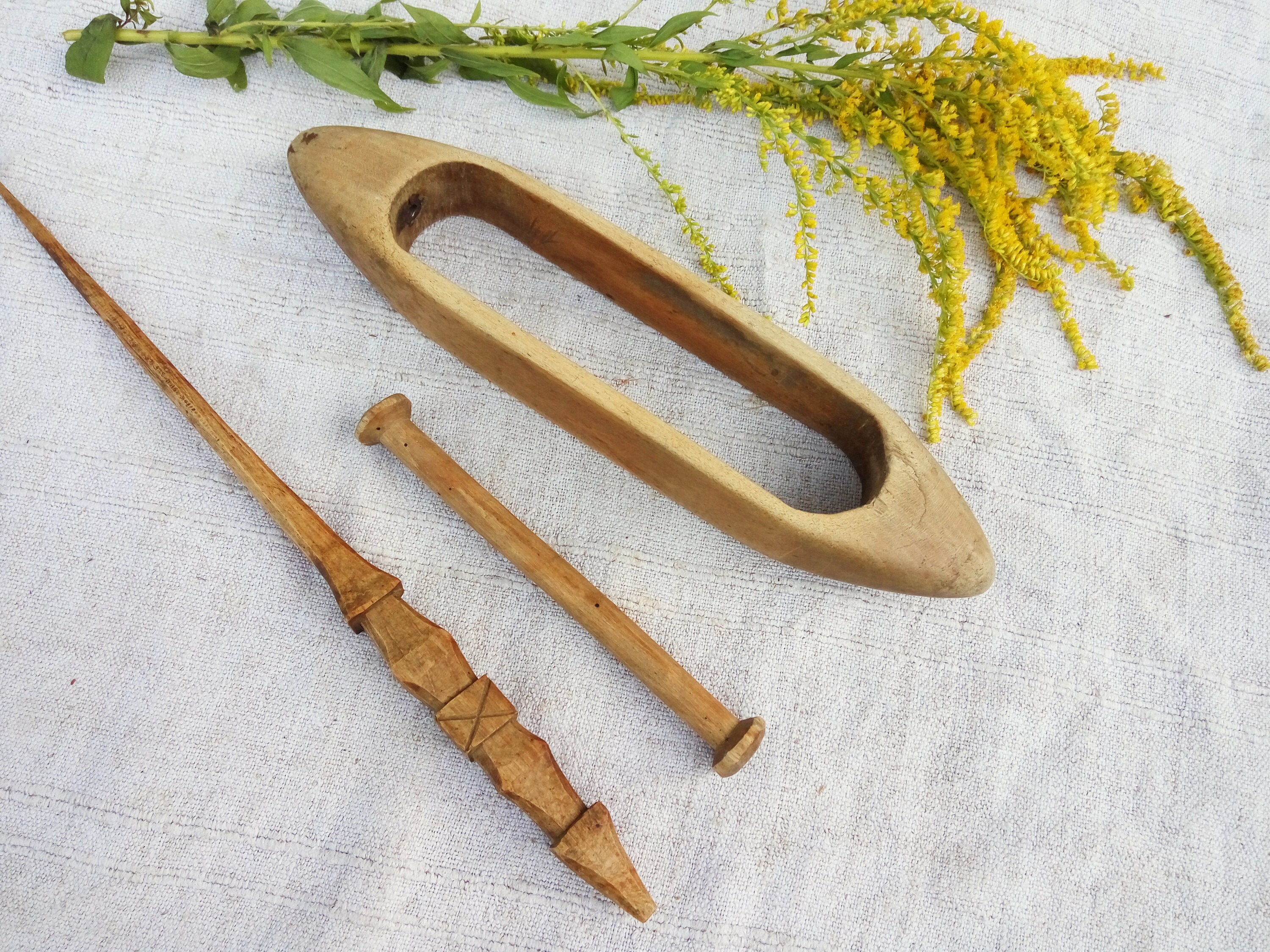 Primitive Antique Wooden Weaving Shuttle Kit Antique Spindle - Etsy