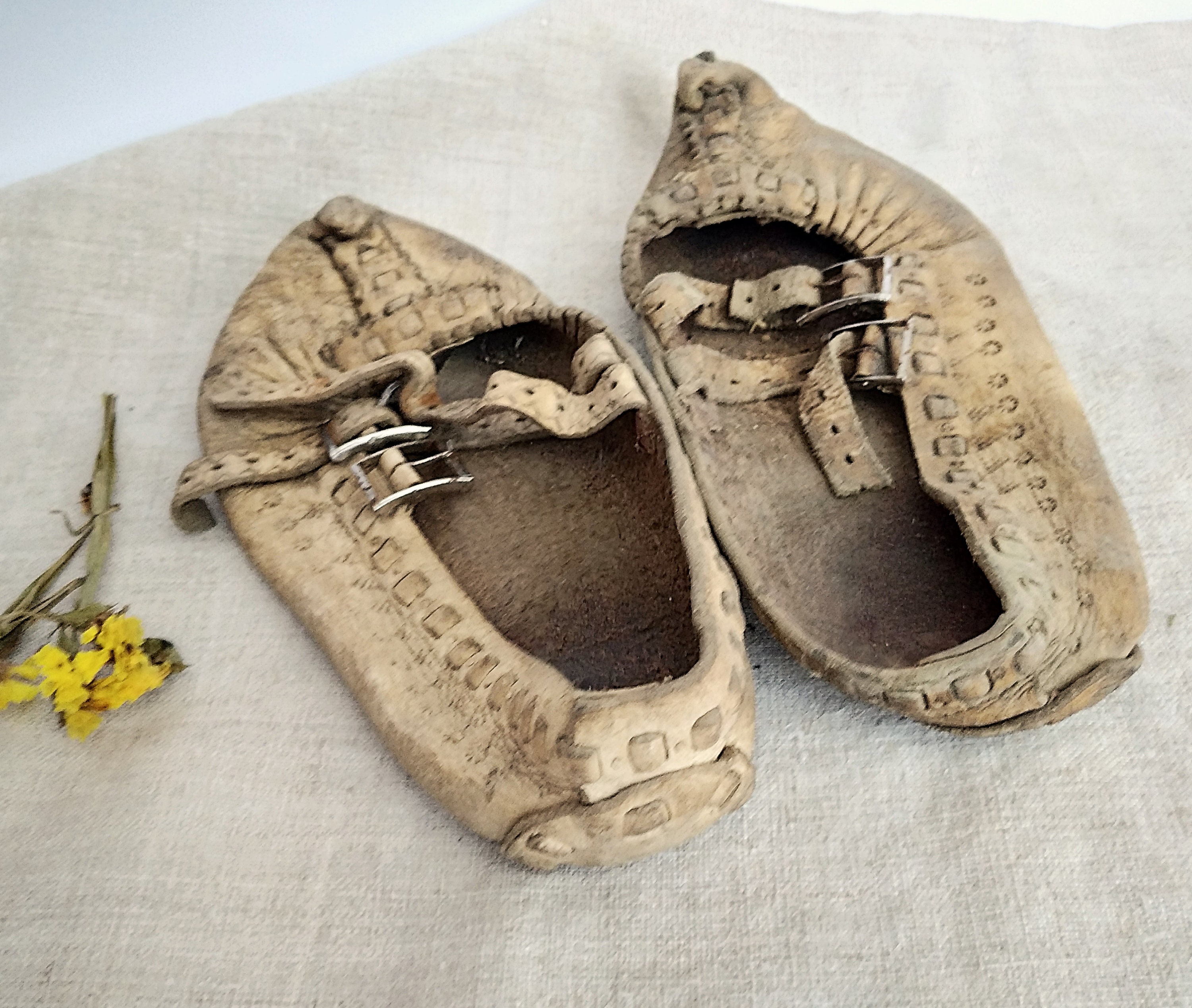 Antique Wall Decor Primitive Leather Shoes Wall Hanging Opanci Peasant ...