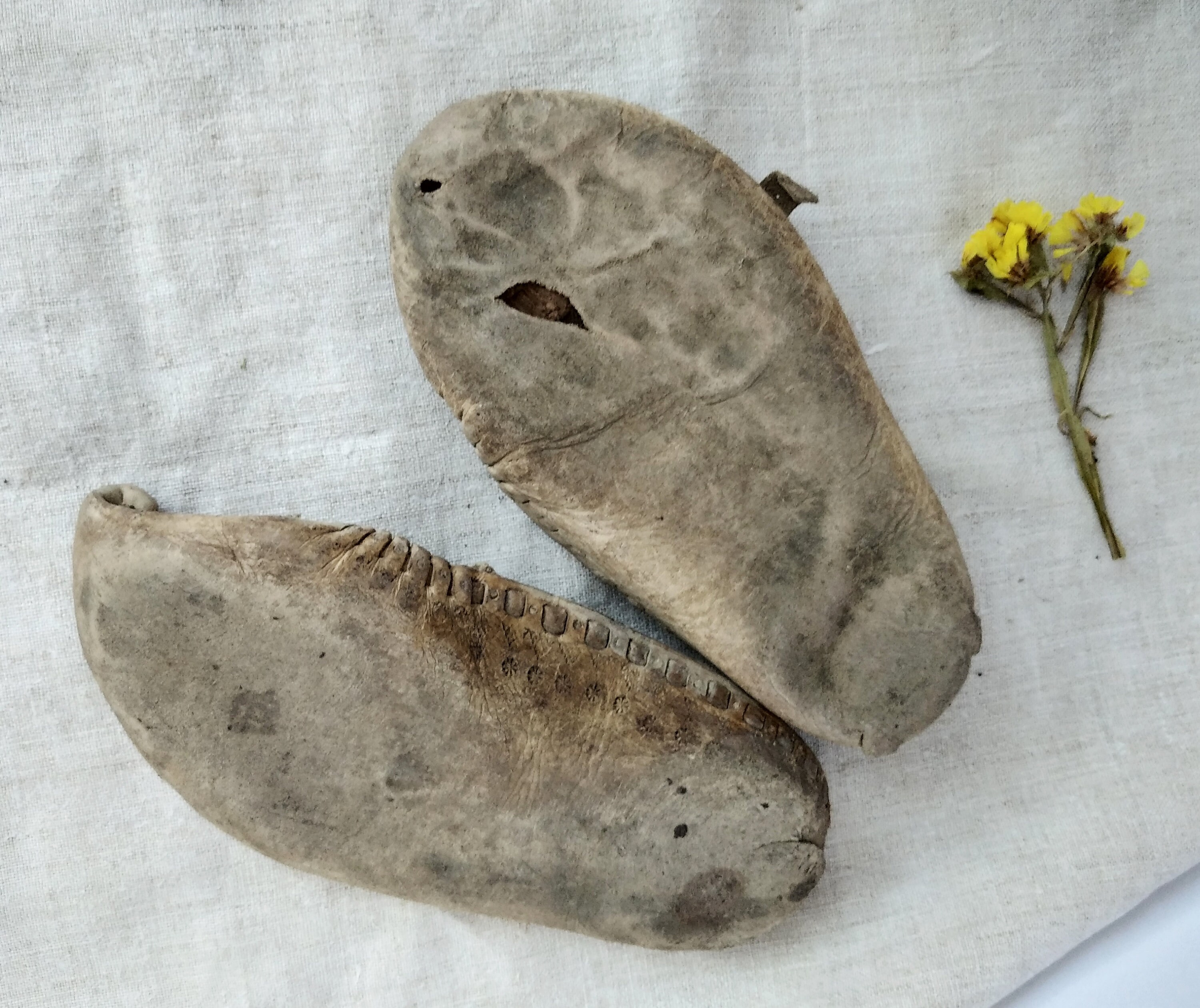 Antique Wall Decor Primitive Leather Shoes Wall Hanging Opanci Peasant ...