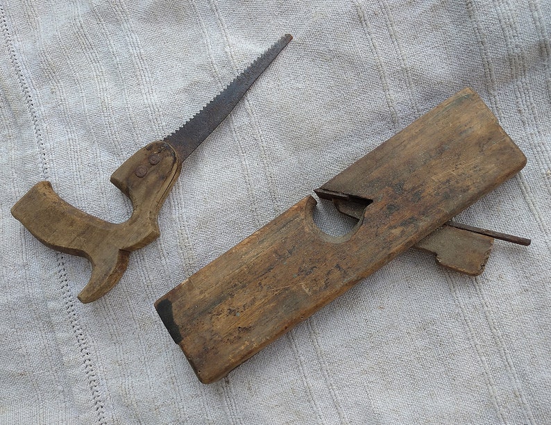 Antique Wooden Carpentry Tool Set Primitive Antique Tools Rustic ...