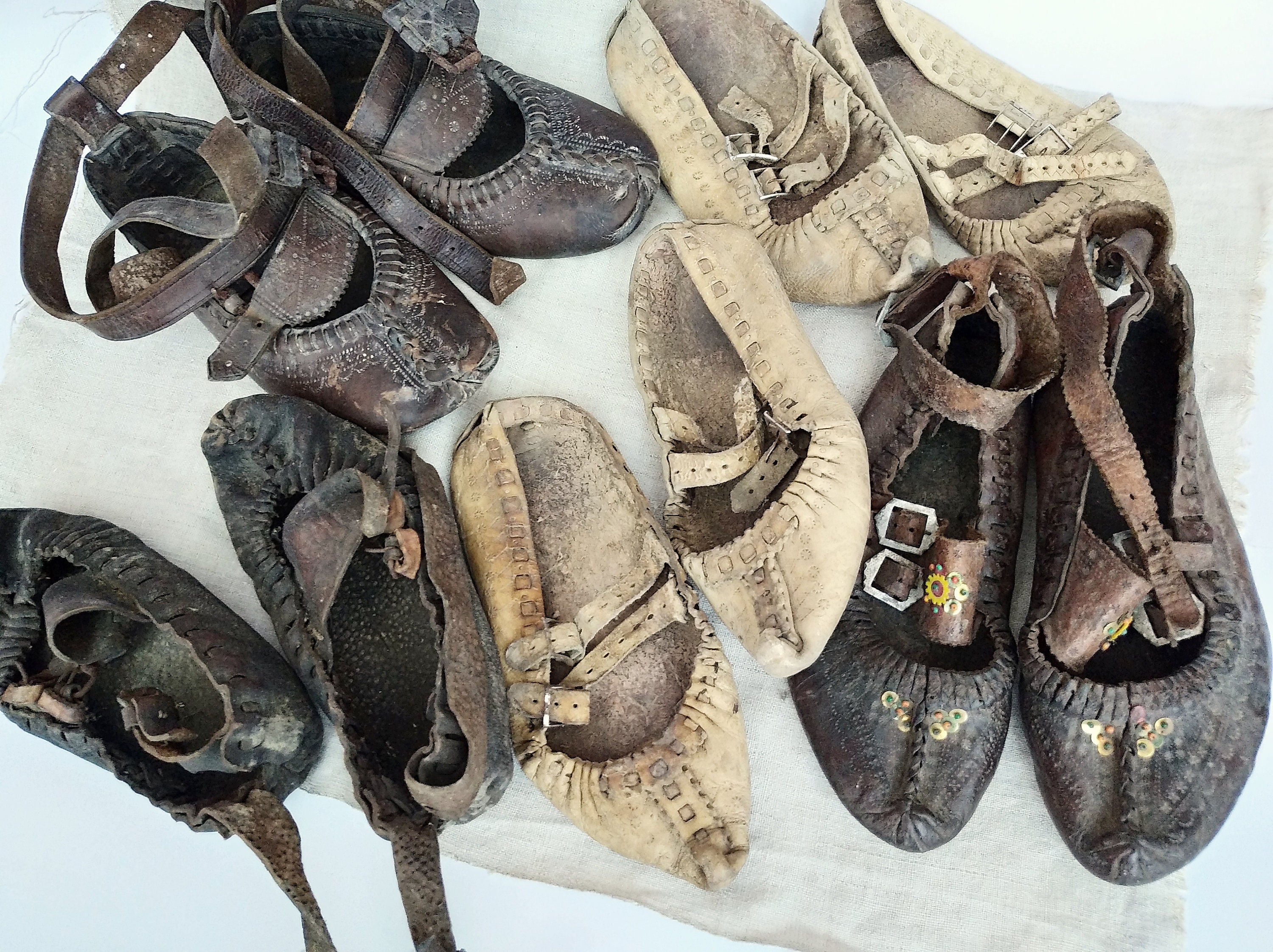 Antique Wall Decor Primitive Leather Shoes Wall Hanging Opanci Peasant ...