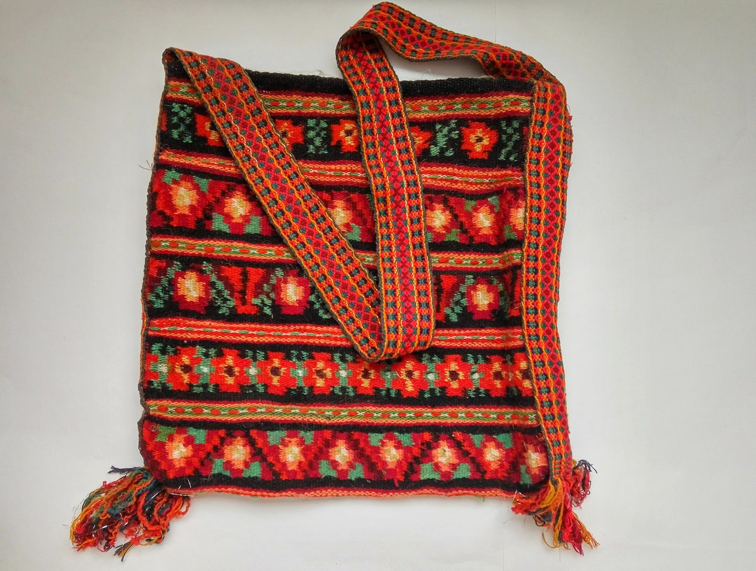 Ethnic Bag Antique Bags Large Wool Bag Peasant Tote Bag Rustic Hand ...