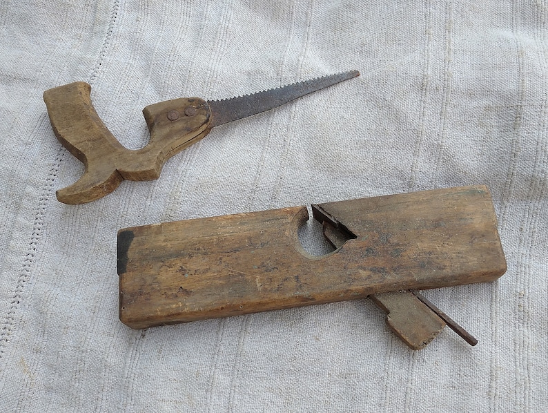 Antique Wooden Carpentry Tool Set Primitive Antique Tools Rustic ...