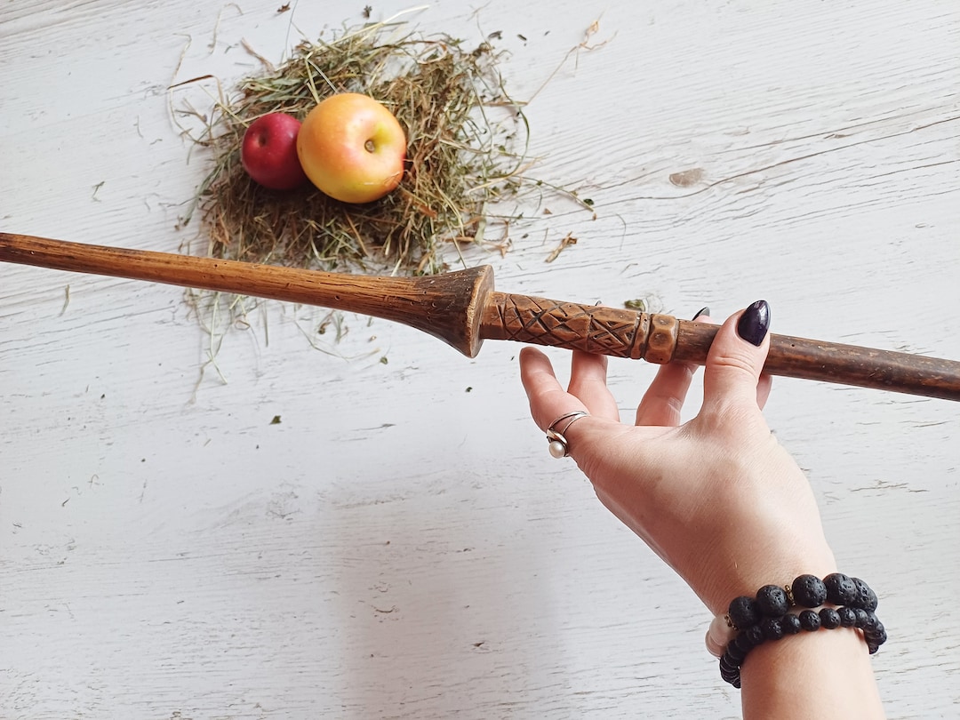 Antique Distaff Large Wooden Spinning Wheel Part Old Fiber Arts Tool ...