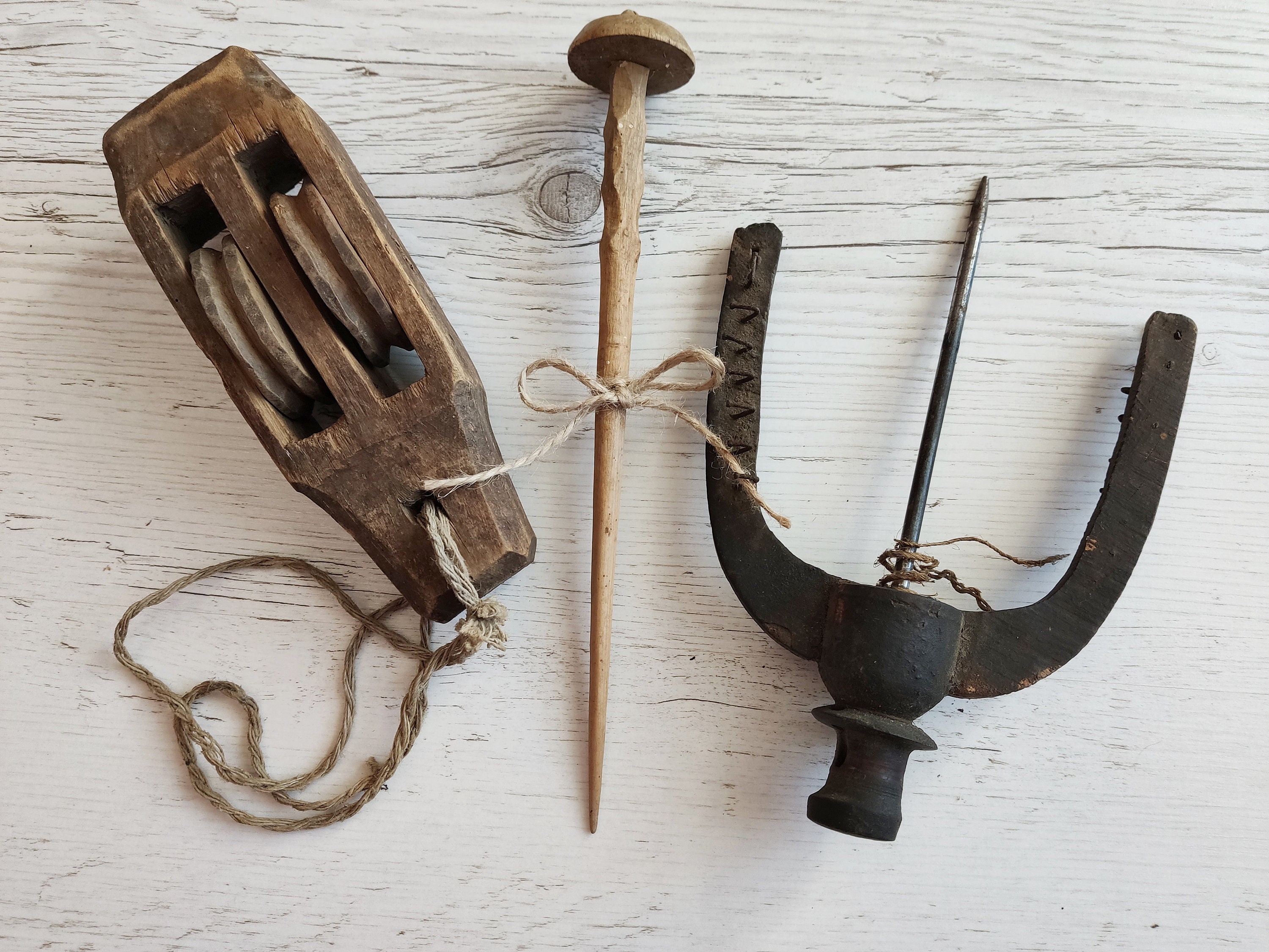 Antique Hand Carved Wood Weaving Tools Primitive Antiques Fibre Arts ...