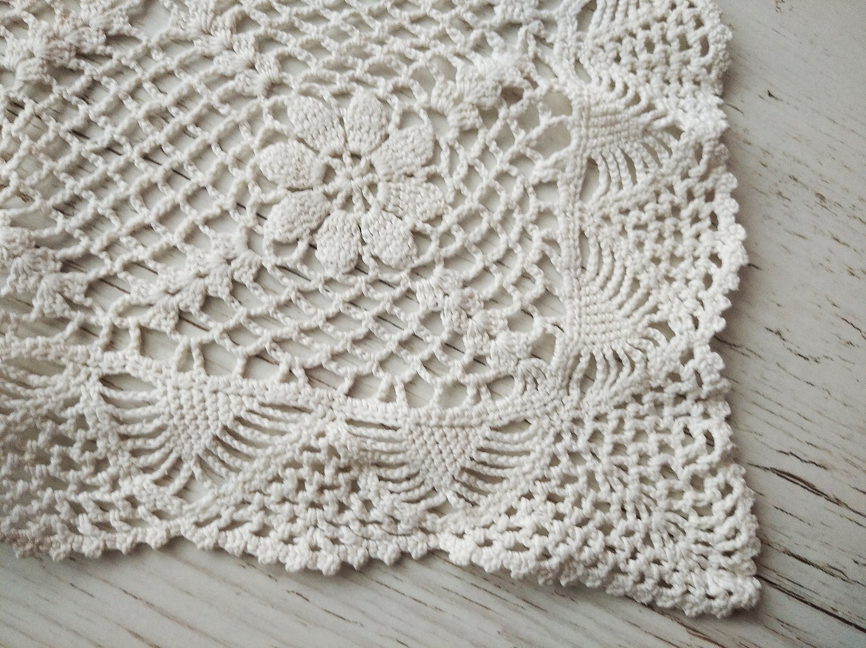 Crochet Doily Long Vintage Table Runner Rustic Lace Crocheted Dresser ...