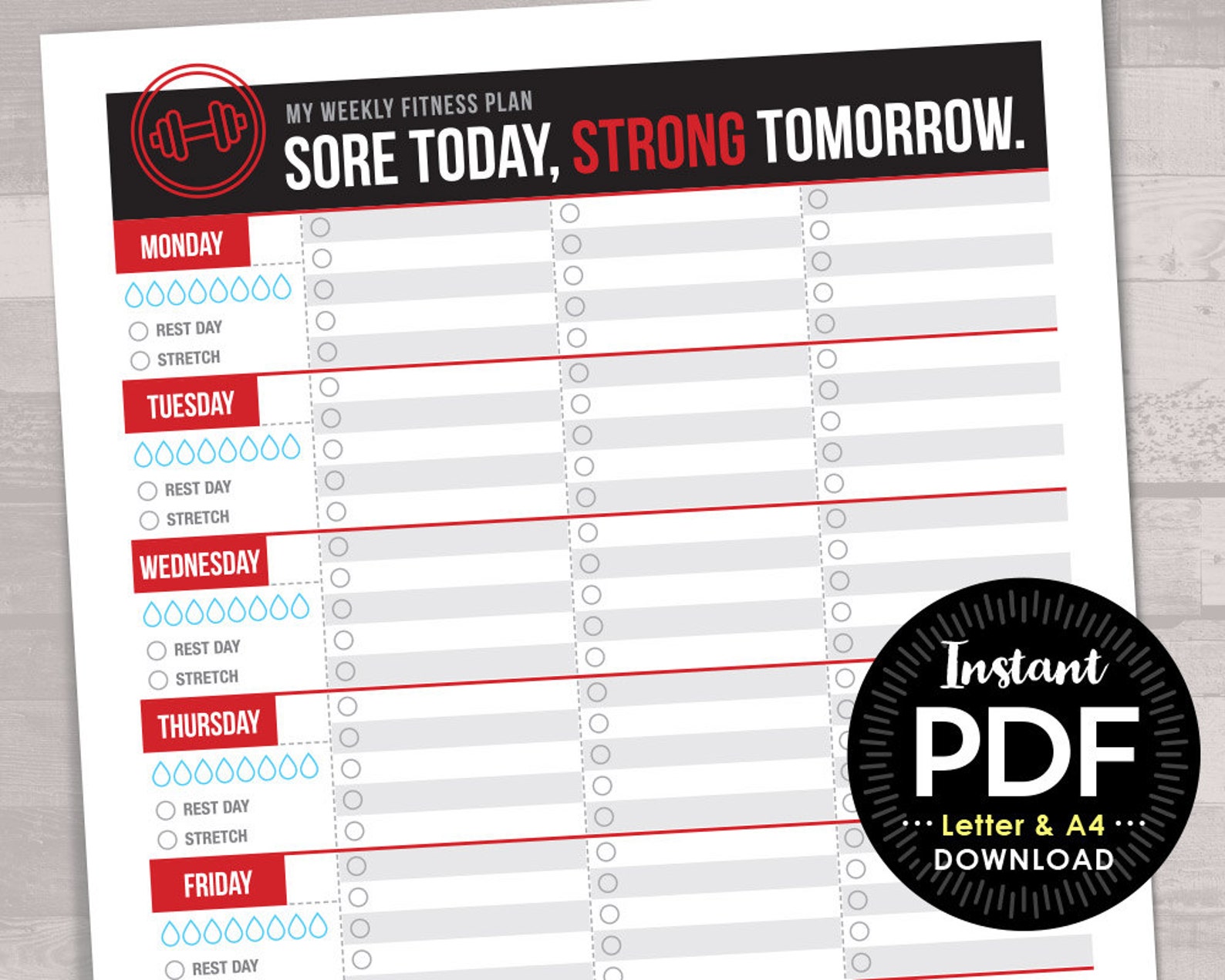 My Fitness Weekly Plan & Monthly Check-in - (A4 or Letter) PRINTABLE - Etsy