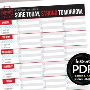 My Fitness Weekly Plan & Monthly Check-in - (A4 or Letter) PRINTABLE - Etsy