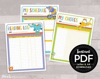 Kid Logs—chores, Schedule, and Reading PRINTABLES - (A4 or Letter) - Etsy