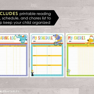 Kid Logs Circus—chores, Schedule, and Reading PRINTABLES - (A4 or ...