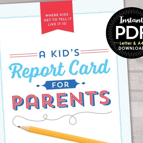 A Kid's Report Card for Parents A4 or Letter PRINTABLE - Etsy