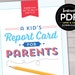 A Kid's Report Card for Parents - (A4 or Letter) PRINTABLE - Etsy