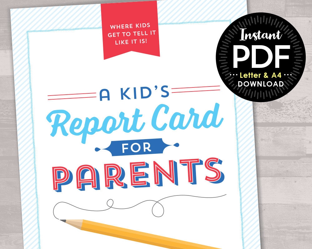 A Kid's Report Card for Parents - (A4 or Letter) PRINTABLE - Etsy