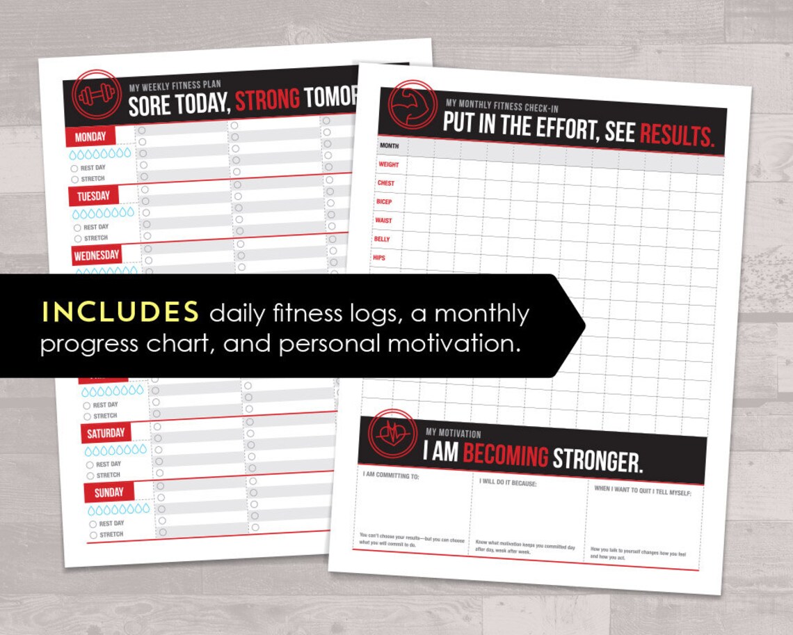 My Fitness Weekly Plan & Monthly Check-in - (A4 or Letter) PRINTABLE - Etsy