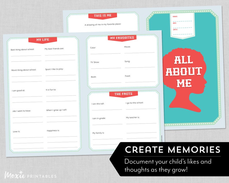 All About Me Printable - Record Your Child's Memories (A4 or Letter) - Etsy