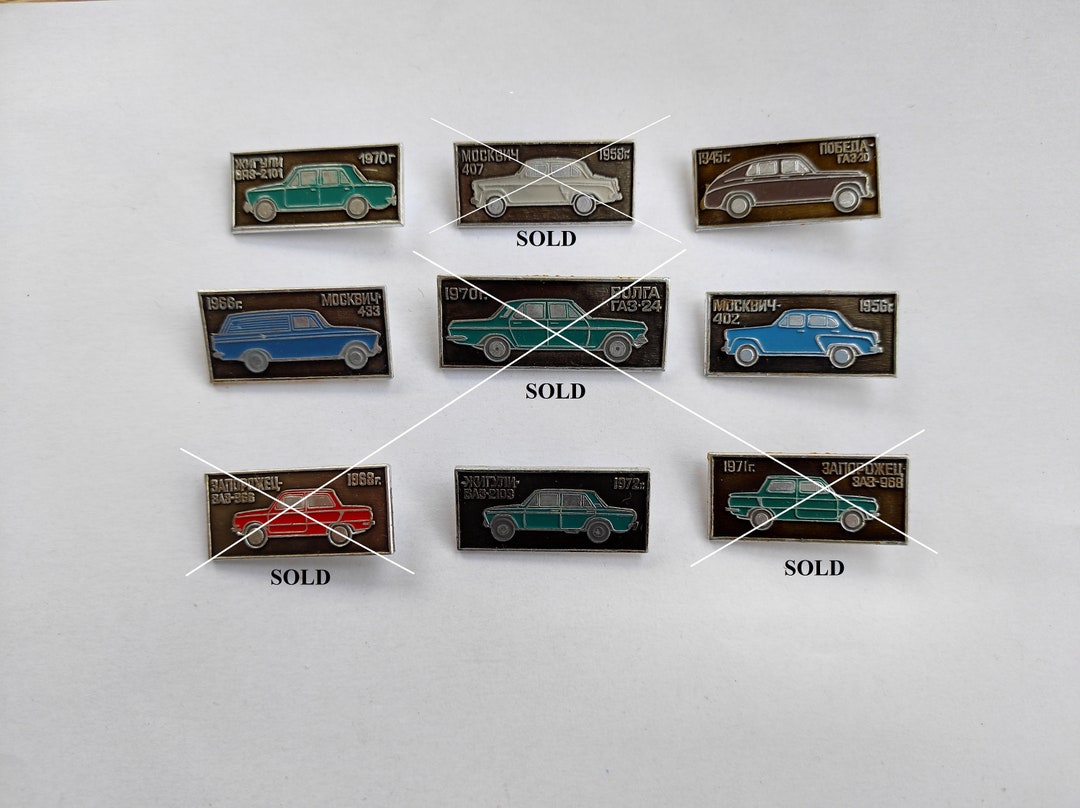 Soviet Cars Auto VAZ ZAZ GAZ Volga Pins Made in Ussr Soviet Badges ...