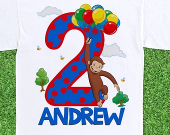 Curious george shirt | Etsy