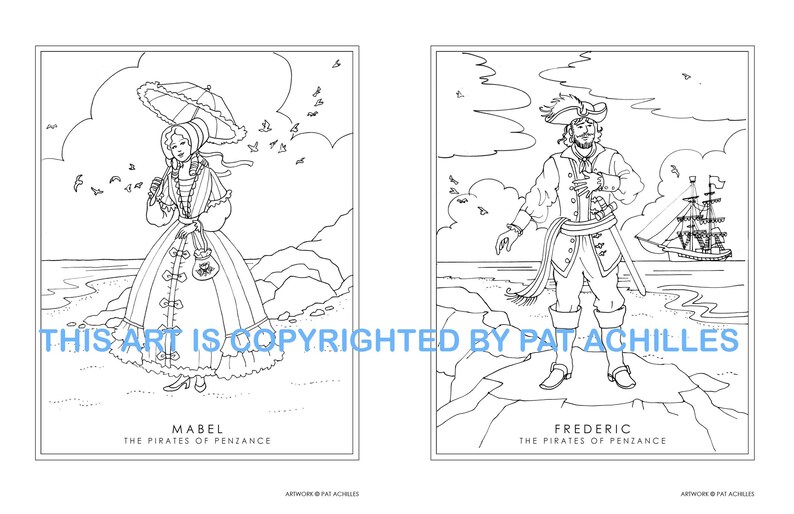 DIGITAL DOWNLOAD Mabel/frederic Coloring Sheets; Gilbert & Sullivan ...
