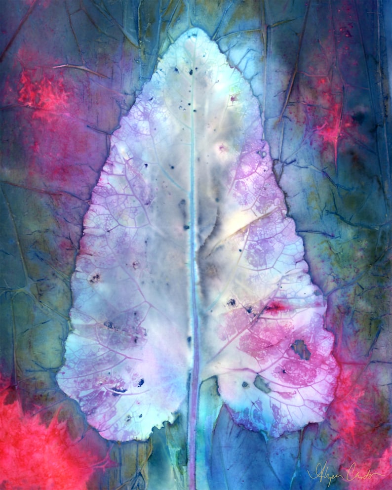 Veins Fine Art Print / Botanical Cyanotype and Watercolor Giclee Print ...