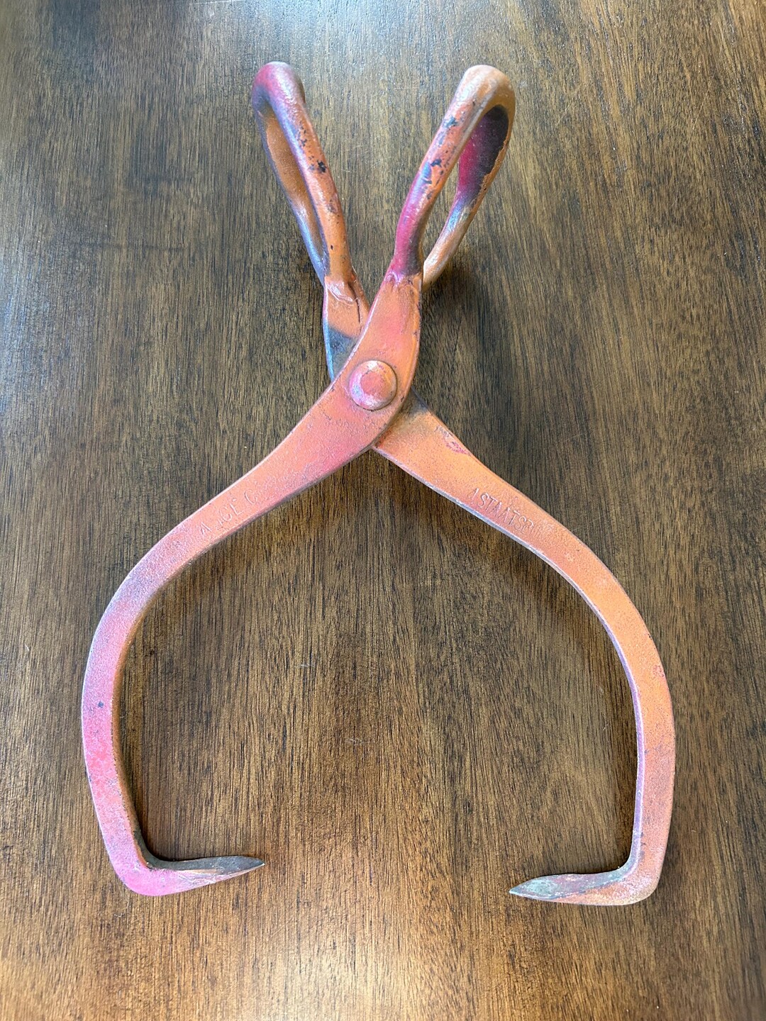 Vintage Cast Iron Hand Forged Ice Block Tongs, Ice Block Tongs, Rustic ...