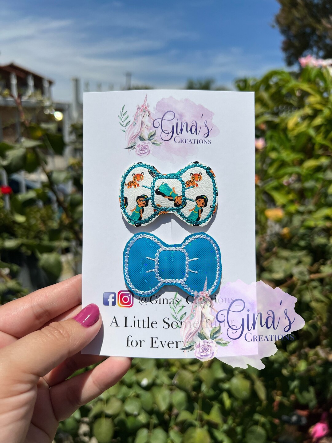 Princess Bow Clip, Arabian Princess Hair Clip, Teal Hair Clips, Tiger ...