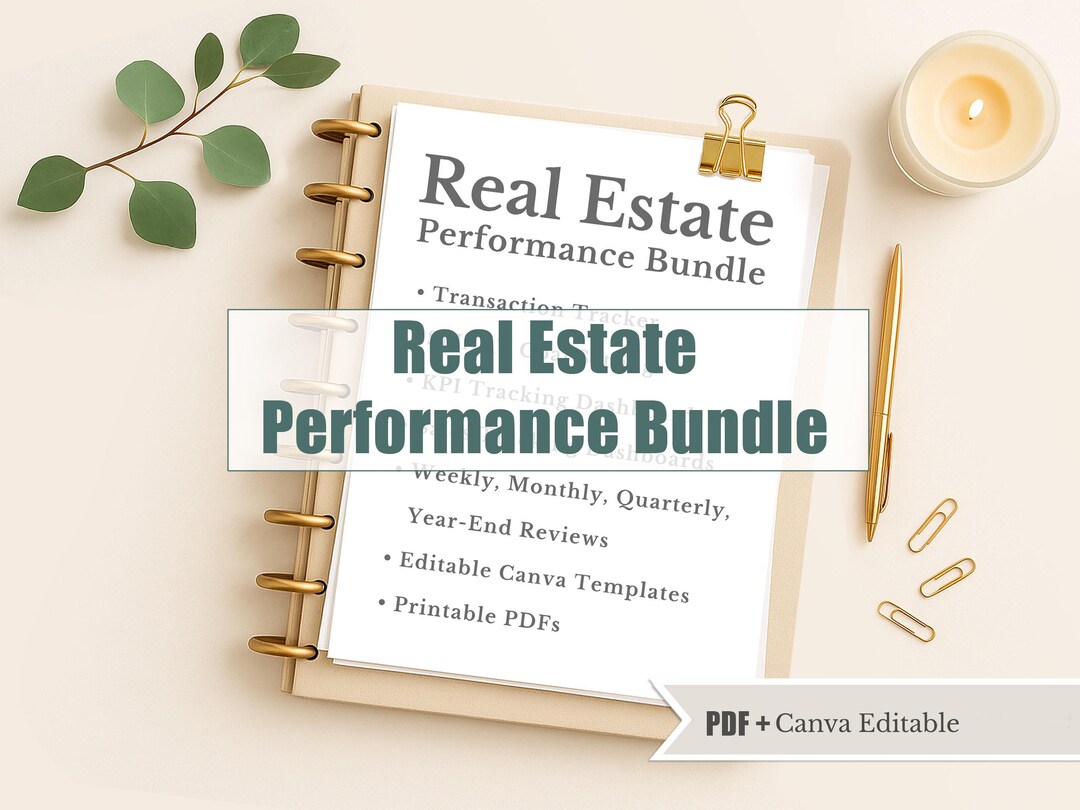 Real Estate Sales Performance Bundle Goal Planner KPI Tracking ...