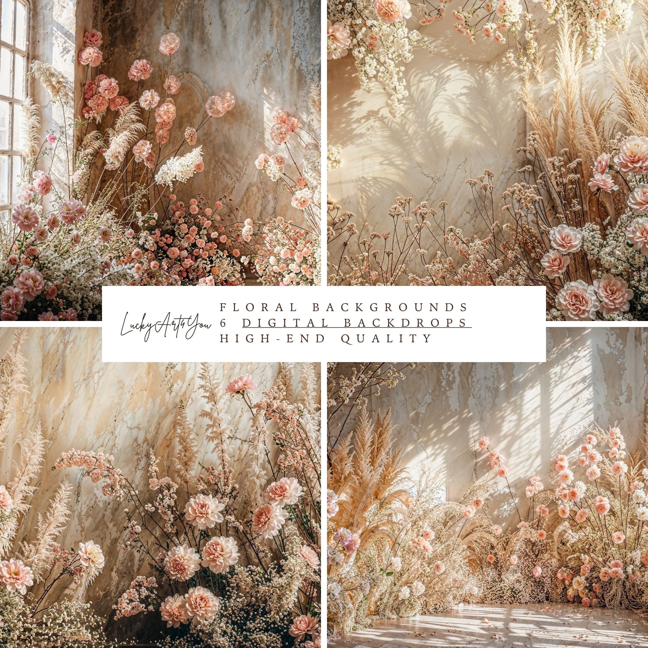 Digital Floral Backdrops, Floral Overlays, Maternity Backdrops, Studio ...