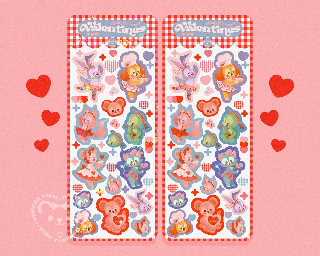 Valentine's Ft. Duffy & Friends Sticker Sheet Deluxe Stickers for ...