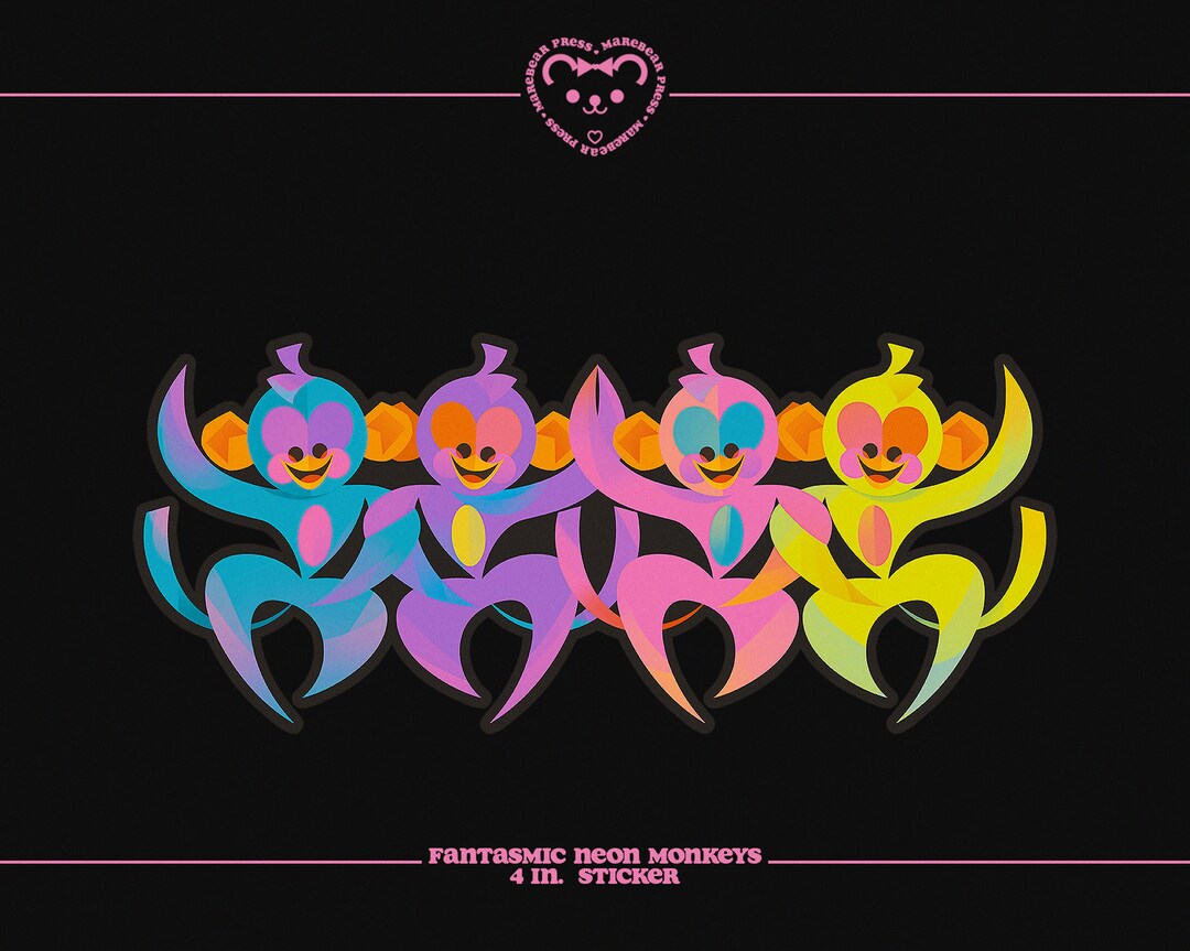 Neon Dancing Monkeys Chain - 4 In. Sticker - Stickers for Bullet ...