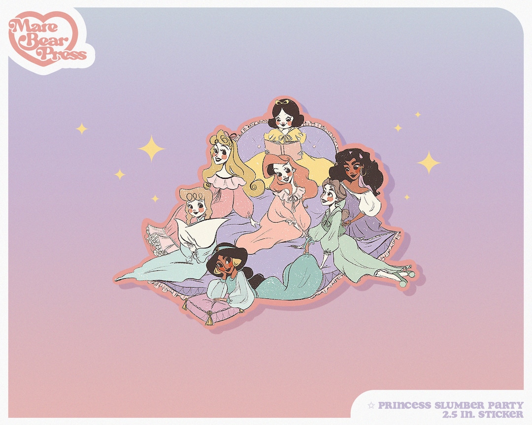 Princess Slumber Party Sticker Disney Princess - Etsy