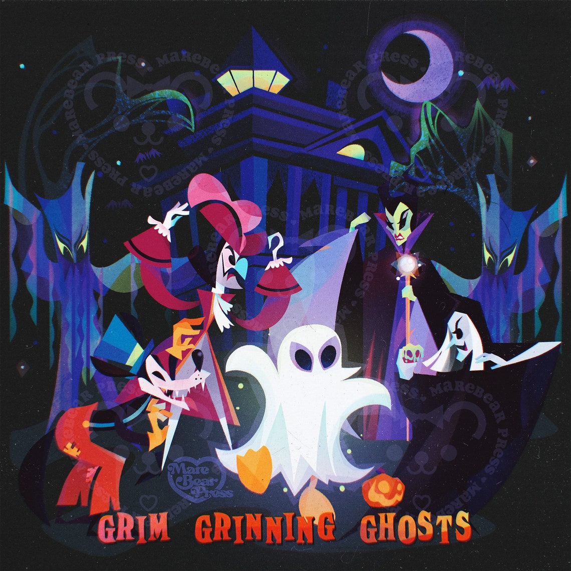 Grim Grinning - Halloween Art Print - Inspired by Disneyland & Disney ...