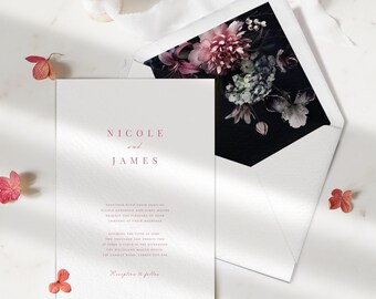 Classic Elegant Wedding Invitation Set Suite, Bold Formal Modern ...