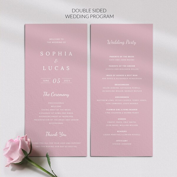 Pink Church Program Template - Etsy