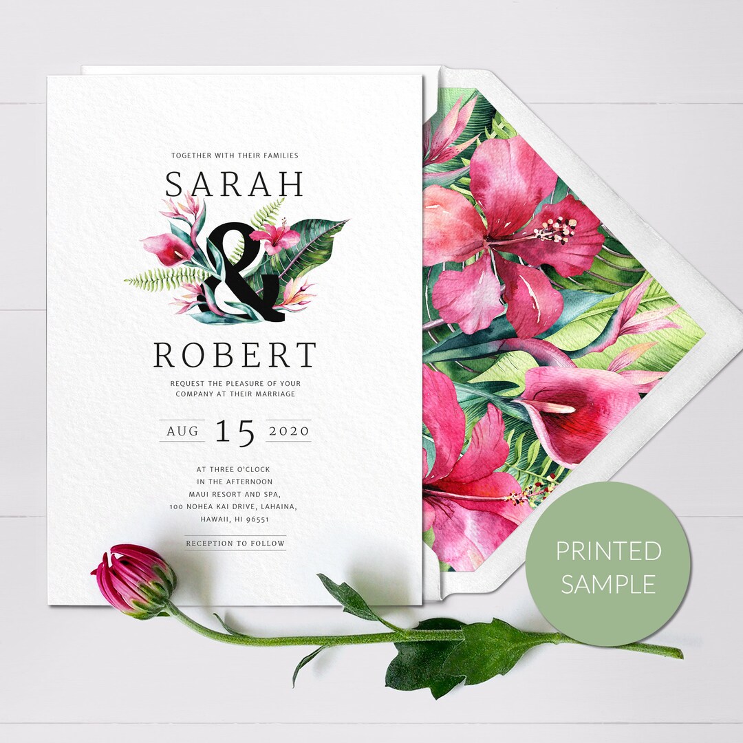 Destination Wedding Invitation SAMPLE - Tropical Wedding Invitation ...