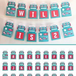Robot Birthday Banner, Pennant Banner, Party Bunting, Alphabet Bunting ...